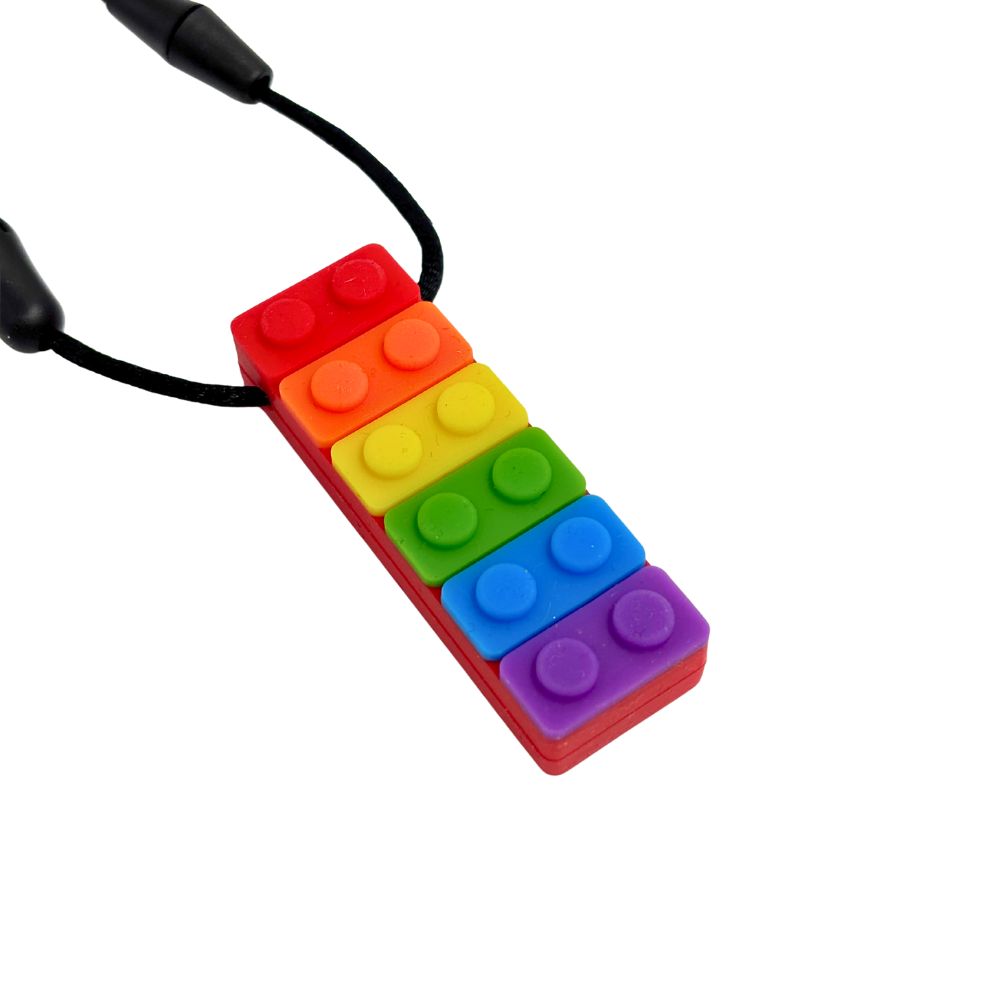 Rainbow Lego Brick Silicone Chew Pendant – Happily - For Happy Minds