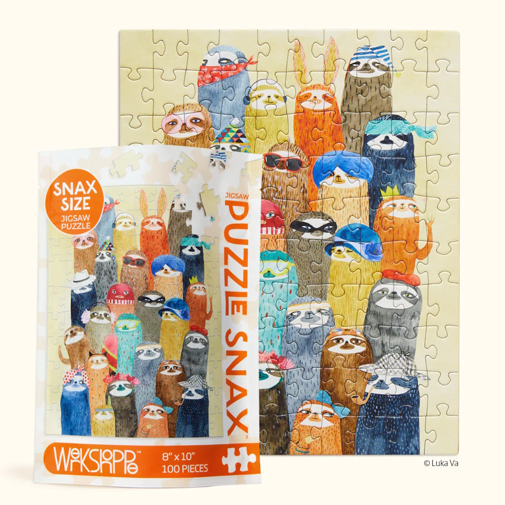 WerkShoppe 100 Piece Puzzle Snax - Sloth Party – Happily - For Happy Minds